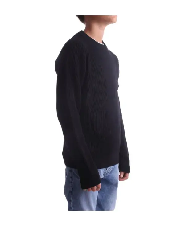 Stone Island Ribbed Knit Long-sleeve Sweater - Black