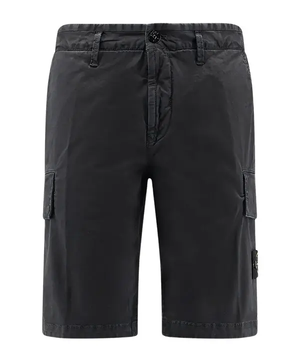 Stone Island Regular Fit Cargo Bermuda Shorts - Black