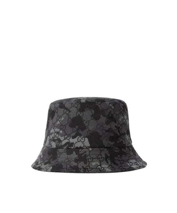 Gucci Gg Marbled Canvas Bucket Hat - Black And Gray