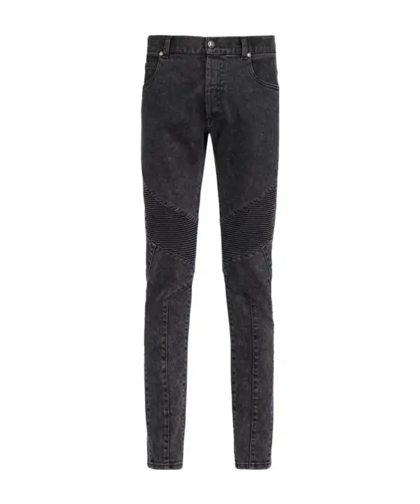 Balmain Logo Debossed Skinny Jeans - Black