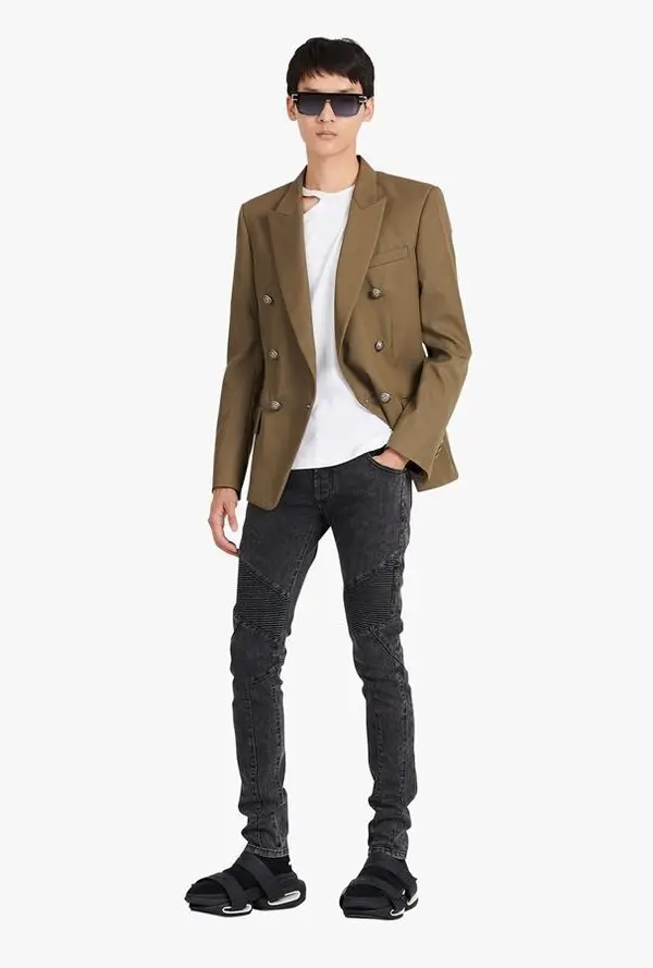 Balmain Logo Debossed Skinny Jeans - Black