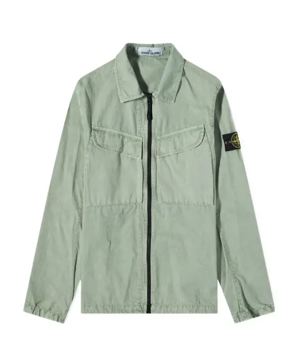 Stone Island Logo Detail Shirt Jacket - Sage