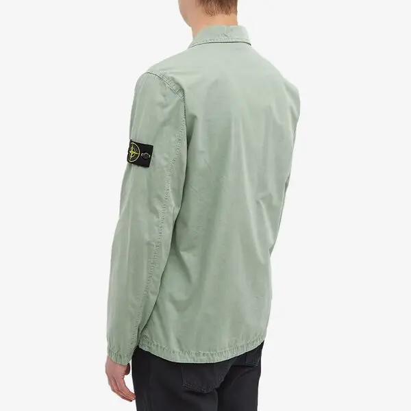 Stone Island Logo Detail Shirt Jacket - Sage