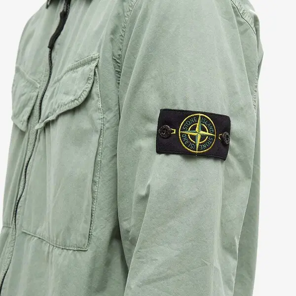 Stone Island Logo Detail Shirt Jacket - Sage