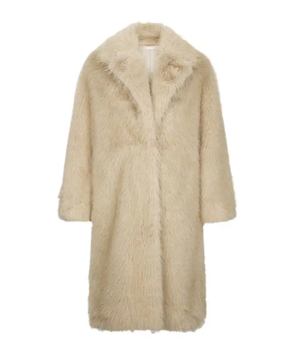Liu Jo Faux Fur Long-sleeved Coat - Nude