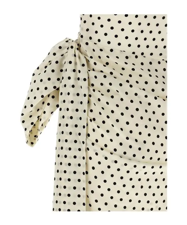 SELF-PORTRAIT Polka Dot Draped One-shoulder Mini Dress - Nude