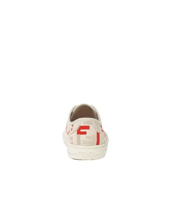 Fendi Domino Ff Embroidered Canvas Sneakers - Light Brown