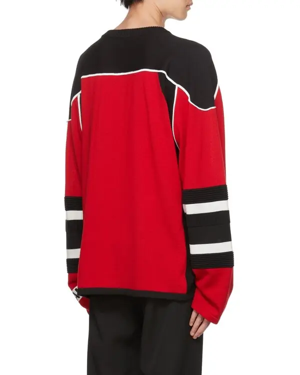 Balmain Striped V-neck Wool Sweater