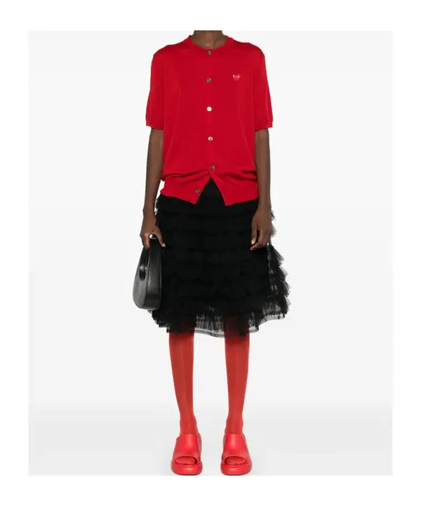Play Comme Des Garcon Heart Patch Wool Cardigan