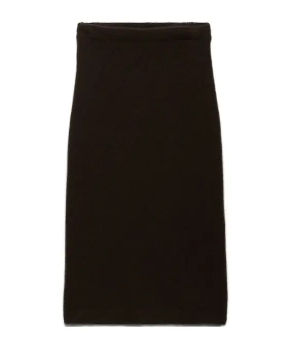 Prada Openwork Cashmere Knit Midi Skirt