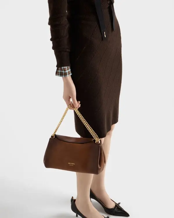 Prada Openwork Cashmere Knit Midi Skirt