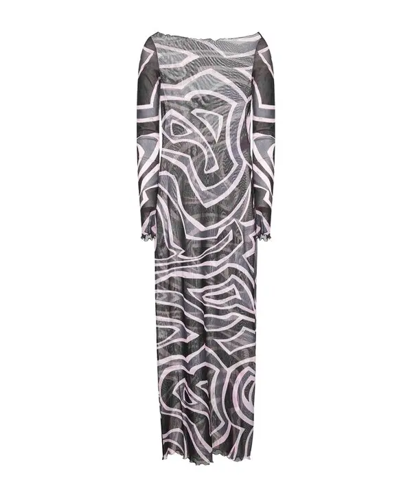 Emilio Pucci Printed Tulle Dress - Black Pink