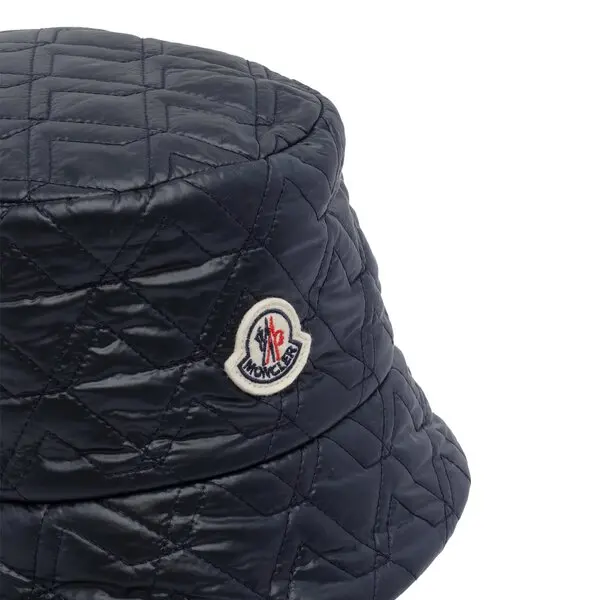 Moncler Logo Patch Quilted Reversible Bucket Hat - Black