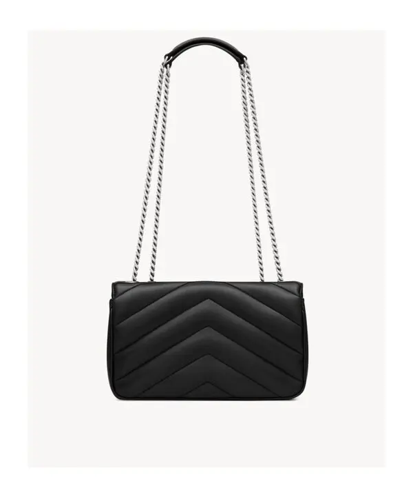 Saint Laurent Loulou Logo Plaque Small Shoulder Bag - Black
