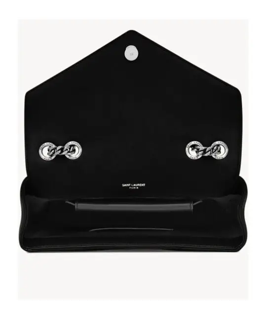 Saint Laurent Loulou Logo Plaque Small Shoulder Bag - Black