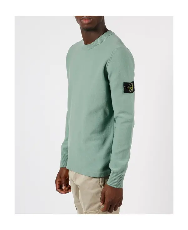Stone Island Long-sleeved Jumper With Logo Patch - Sage