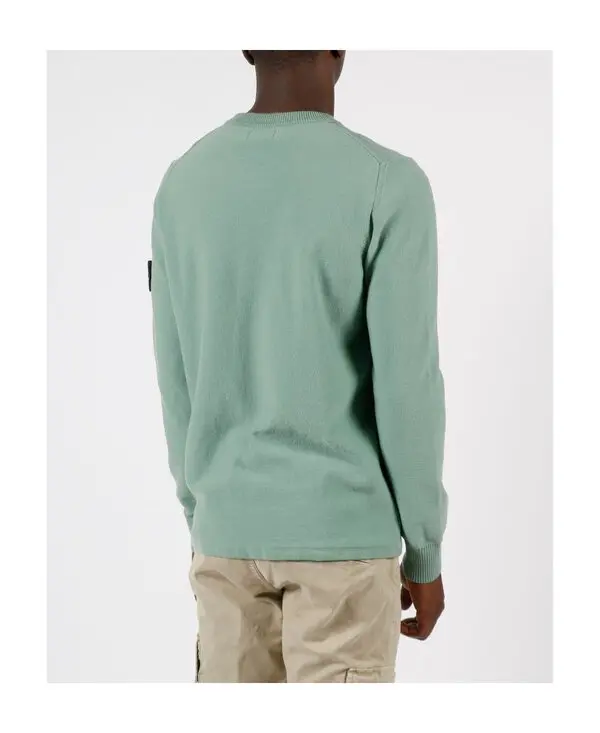 Stone Island Long-sleeved Jumper With Logo Patch - Sage