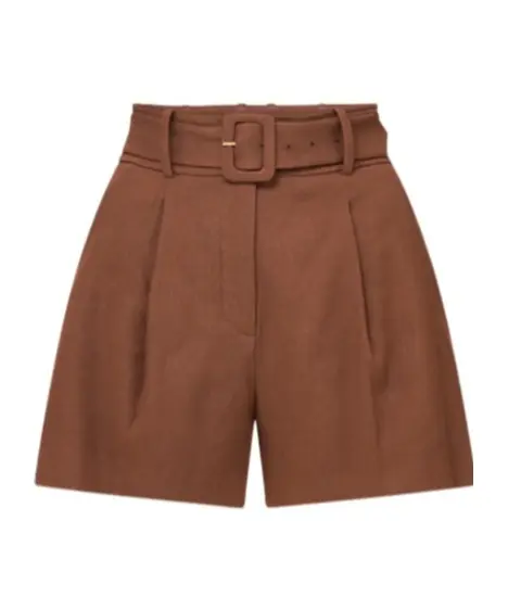 Veronica Beard Piper Stretch-linen Short In Light Chicory - Brown