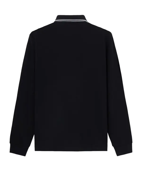 Stone Island Logo Patch Long-sleeved Polo Shirt - Blue