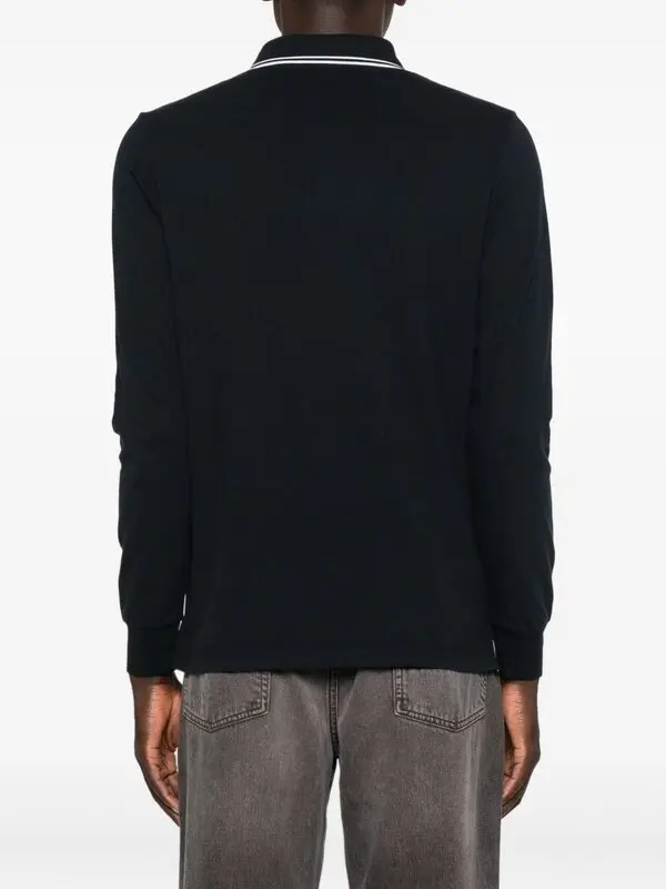Stone Island Logo Patch Long-sleeved Polo Shirt - Blue