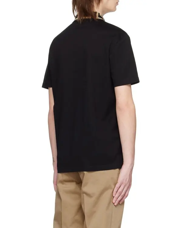 Versace Logo Patch Short-sleeved Polo Shirt - Black