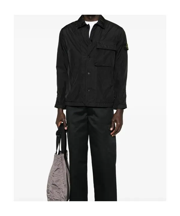 Stone Island Lightweight Patch Pocket Shirt Jacket - Black