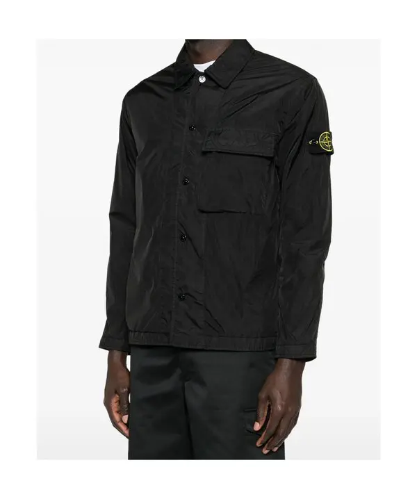 Stone Island Lightweight Patch Pocket Shirt Jacket - Black