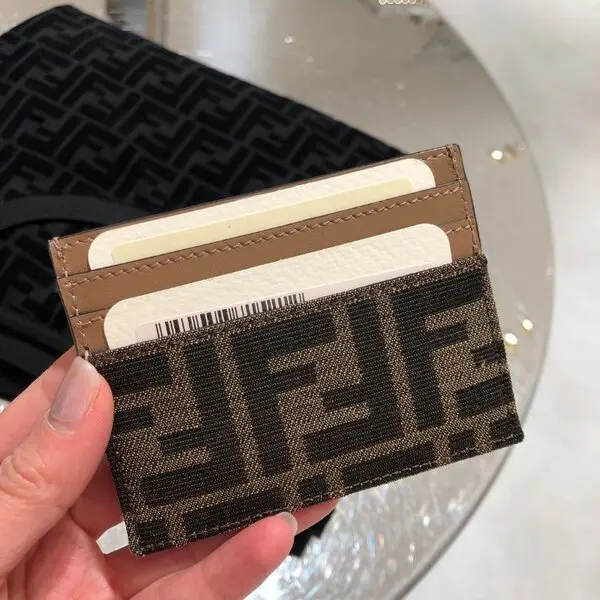Fendi Baguette Ff Pattern Card Holder - Brown