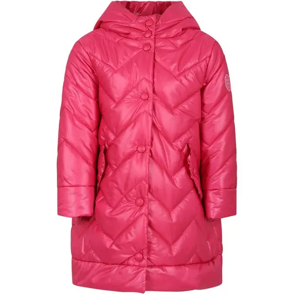 Monnalisa Logo Patch Quilted Hooded Down Jacket