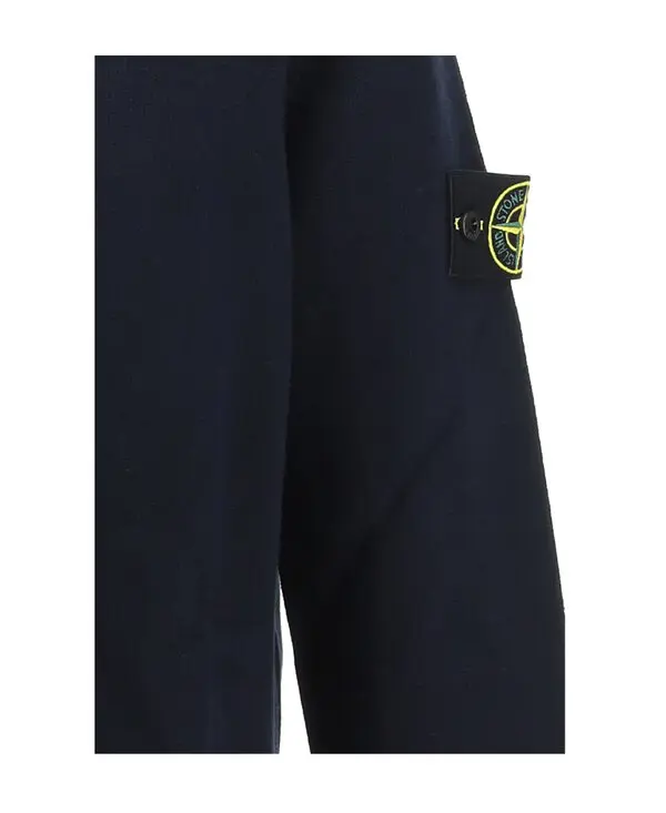 Stone Island Crewneck Knitted Jumper With Sleeve Badge - Blue