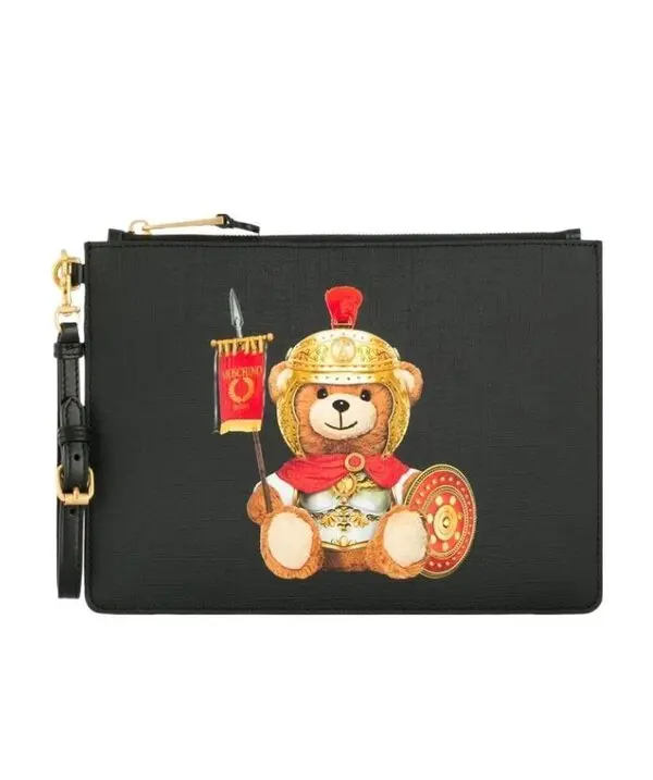 Moschino Teddy Bear Print Clutch Bag - Black