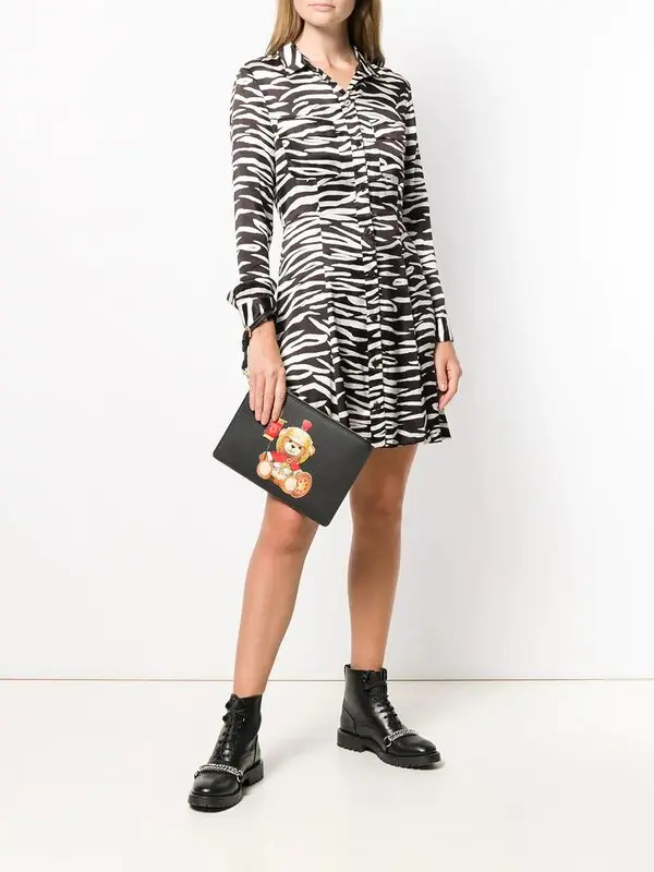 Moschino Teddy Bear Print Clutch Bag - Black