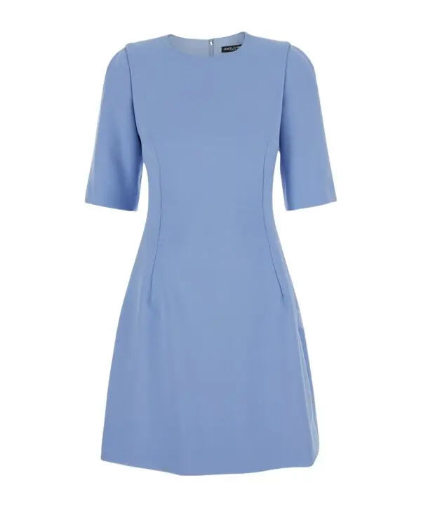 Dolce & Gabbana Fitted Waist Short-sleeved Midi Dress - Blue
