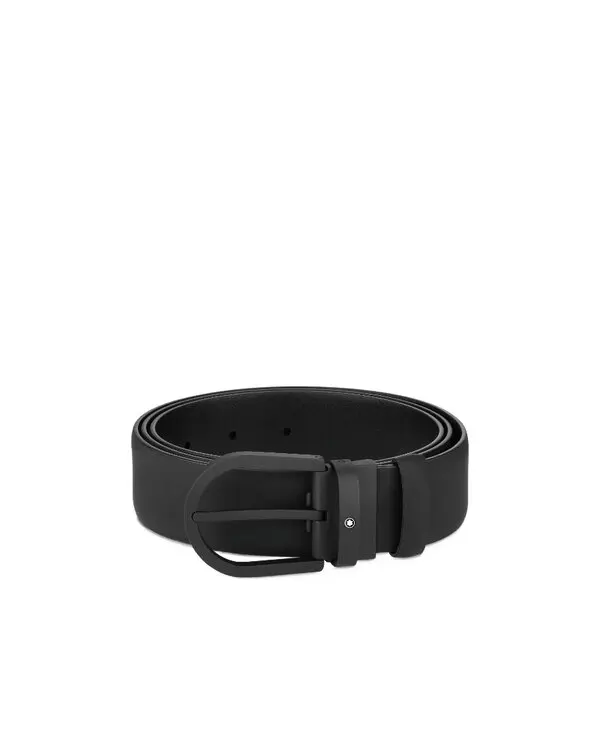 Montblanc Horseshoe Buckle Leather Belt - Black