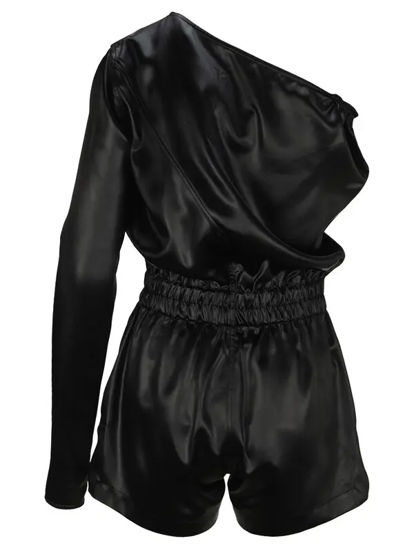 Rick Owens One-shoulder Satin Playsuit
