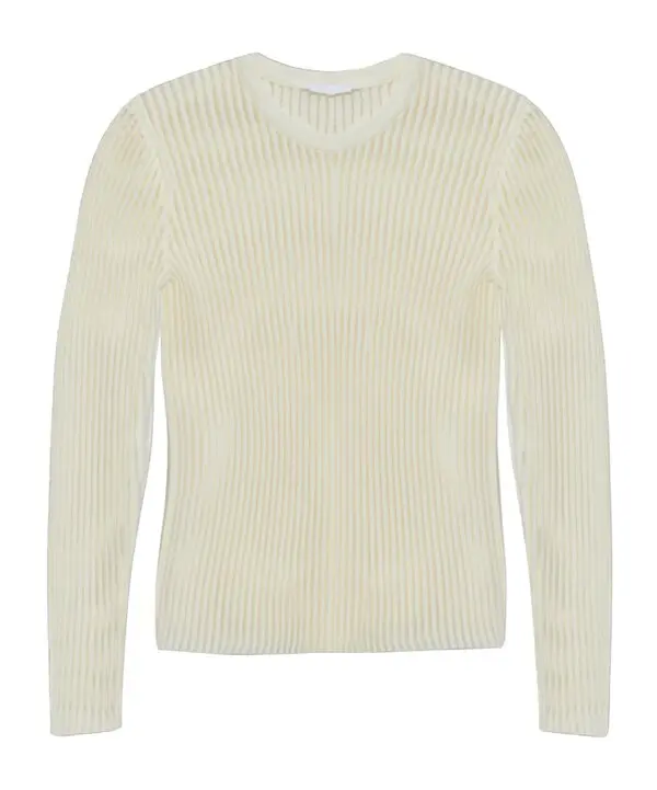 Helmut Lang Spaced Sheer Crewneck Top - White