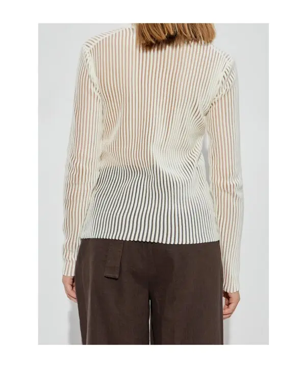 Helmut Lang Striped Sheer Crewneck Long Sleeve Top