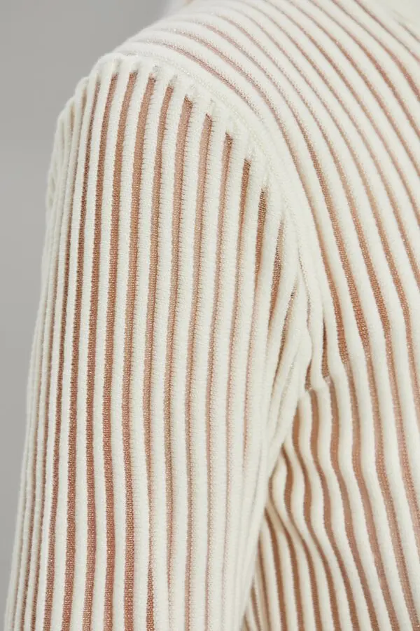 Helmut Lang Striped Sheer Crewneck Long Sleeve Top