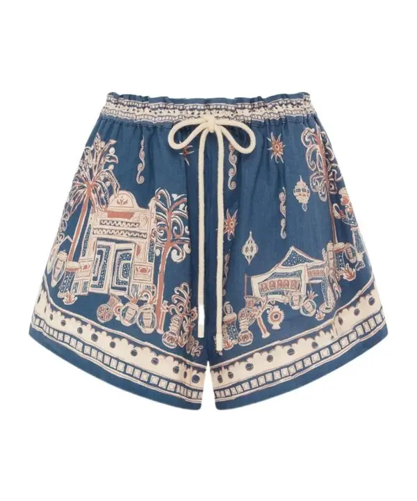 ALEMAIS Printed Drawstring Shorts