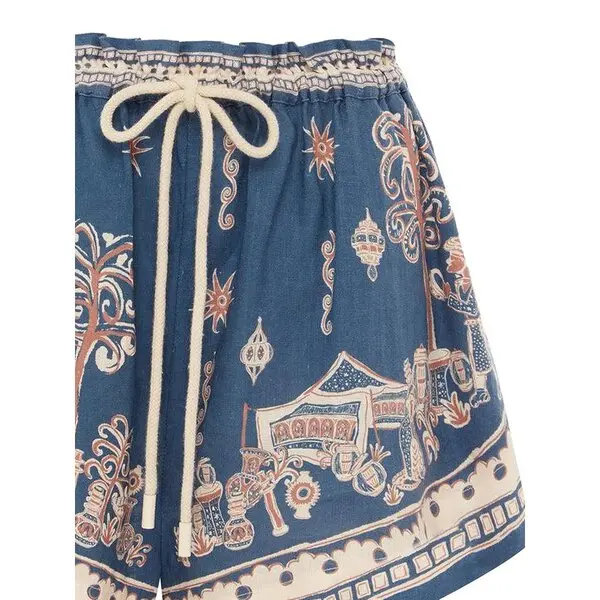 ALEMAIS Printed Drawstring Shorts