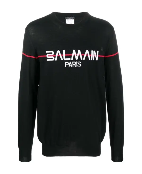 Balmain Intarsia Logo Crew Neck Jumper