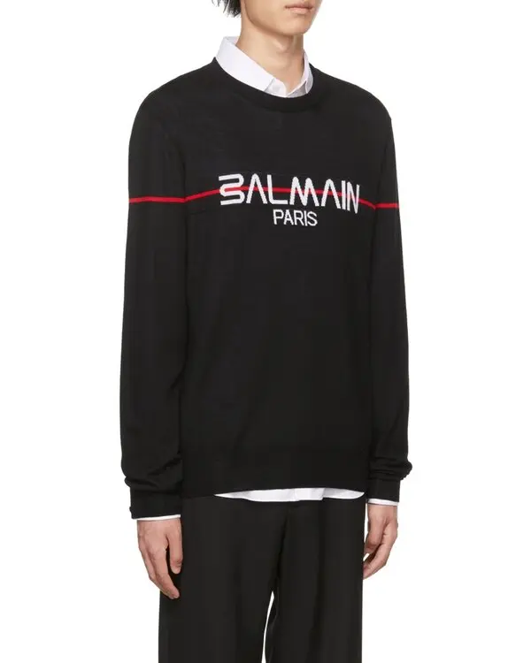 Balmain Intarsia Logo Crew Neck Jumper