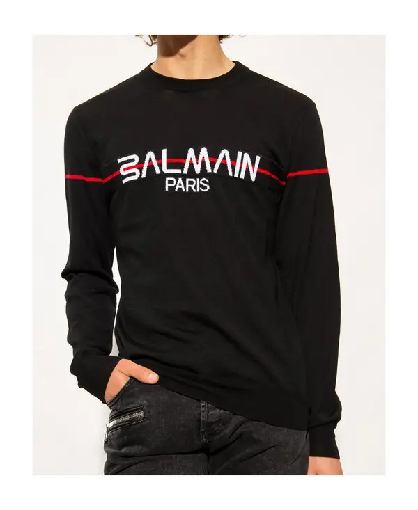 Balmain Intarsia Logo Crew Neck Jumper
