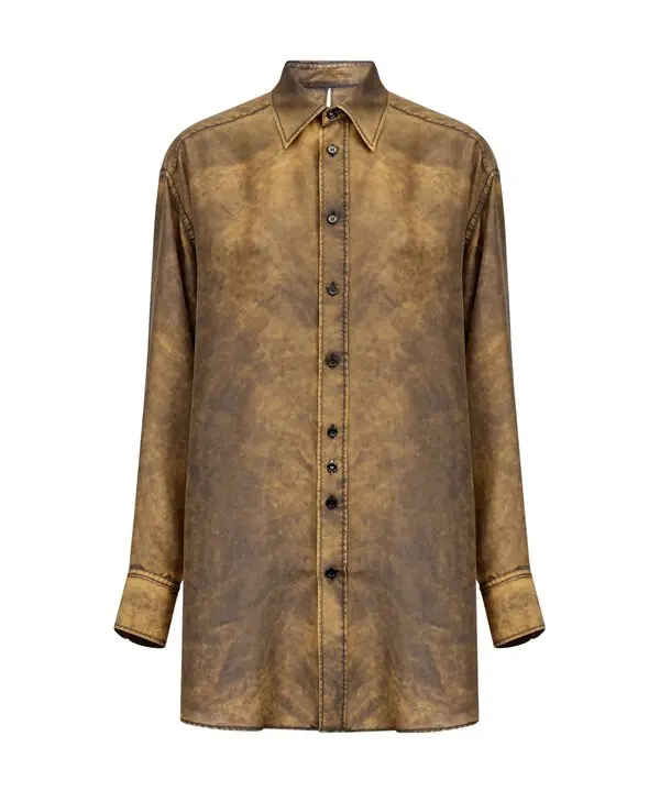 MAISON MARGIELA Cut-out Detailed Tie-dye Shirt - Beige