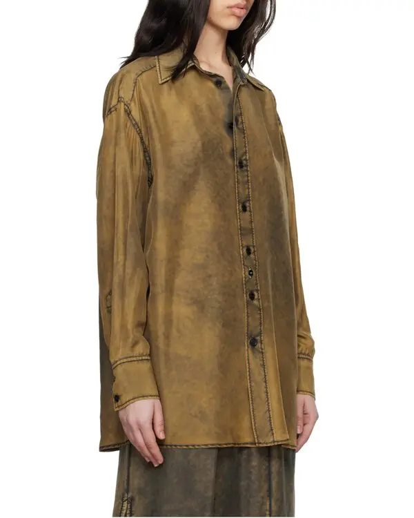 MAISON MARGIELA Cut-out Detailed Tie-dye Shirt - Beige