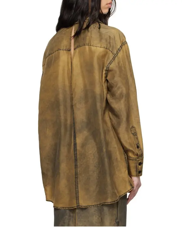 MAISON MARGIELA Cut-out Detailed Tie-dye Shirt - Beige