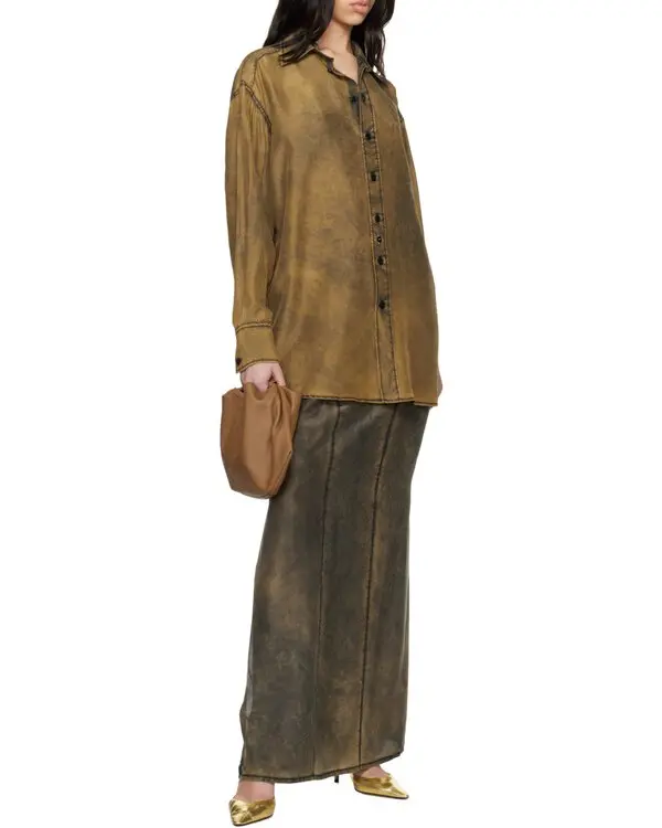 MAISON MARGIELA Cut-out Detailed Tie-dye Shirt - Beige