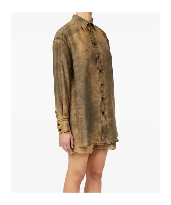MAISON MARGIELA Cut-out Detailed Tie-dye Shirt - Beige