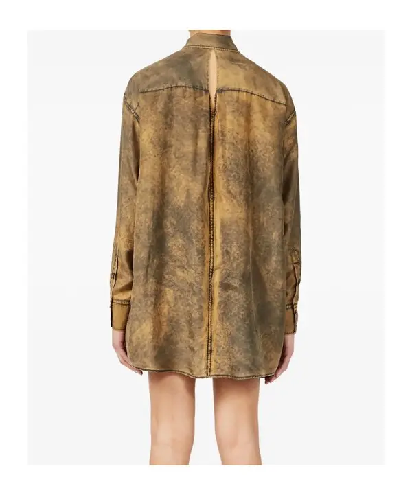 MAISON MARGIELA Cut-out Detailed Tie-dye Shirt - Beige