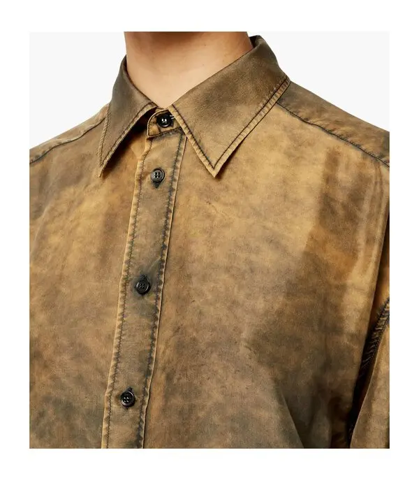 MAISON MARGIELA Cut-out Detailed Tie-dye Shirt - Beige